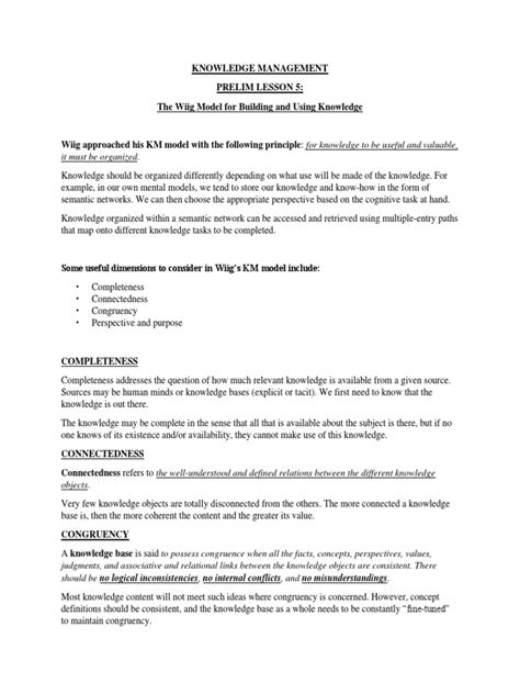 Wiigs Knowledge Management Model Pdf Knowledge Methodology