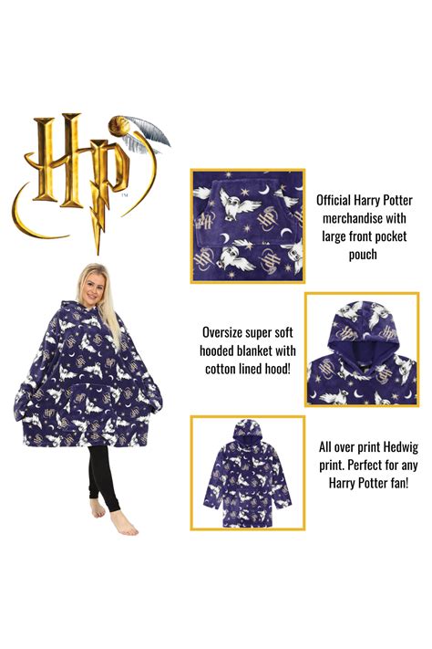Womens Harry Potter Hedwig Purple Oversized Hoodie Blanket One Size Ho