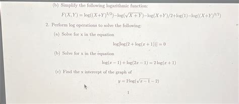 Solved B ﻿simplify The Following Logarithmic