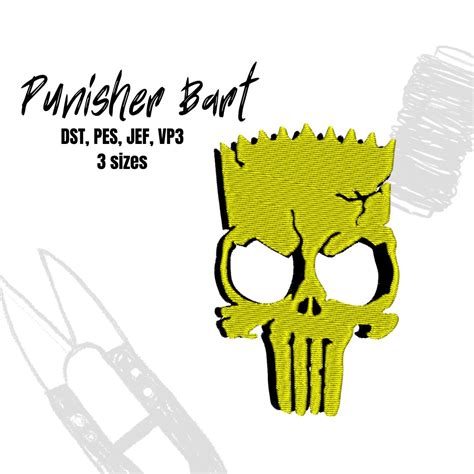 Punisher Bart Simpson Design Embroidery Machine Digital File Mydigitize Mx