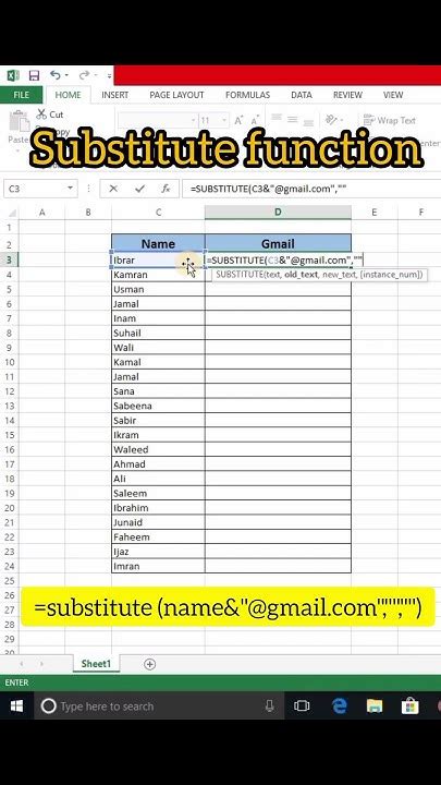 How To Use Substitute Function In Excel Substitute Formula Using In Excel Youtube