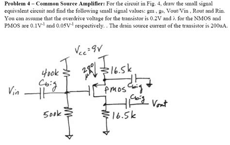 solved for the circuit in fig 4 draw the small signal