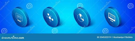 Set Isometric Data Analysis Pie Chart Infographic And Mind Map Icon Vector Stock Vector