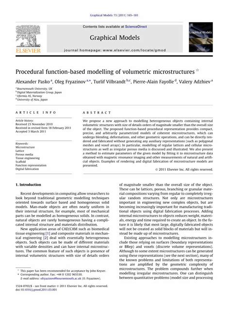 Pdf Procedural Function Based Modelling Of Volumetric Microstructures