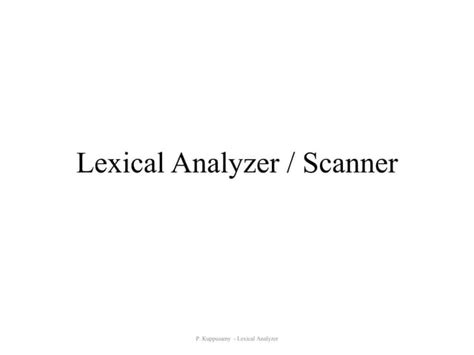 Lexical Analysis Compiler Design Ppt