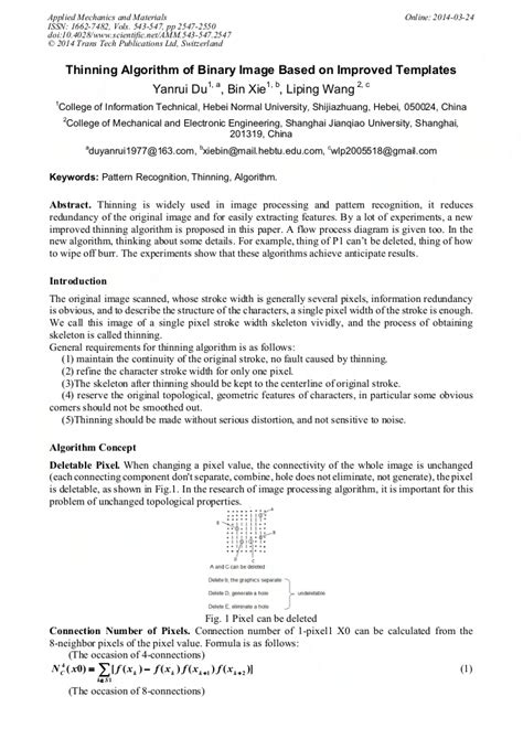 Thinning Algorithm Of Binary Image Based On Improved Templates