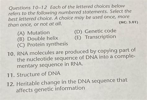 Solved Questions 10-12 ﻿Each of the lettered choices below | Chegg.com