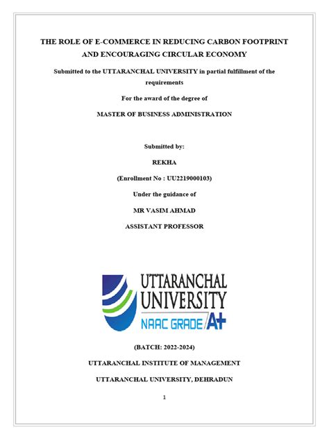 The Role Of E Commerce In Reducing Carbon Footprint Done File 1 Pdf