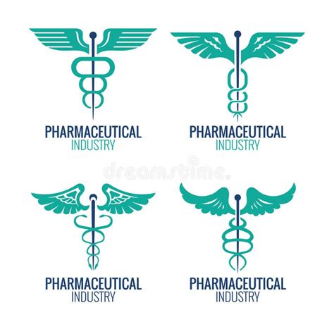 Set Of Emblem Medical And Pharmaceutical Industry Stock Vector