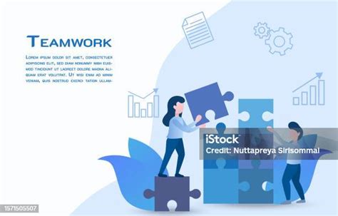 팀웍 개념입니다 공동의 목표를 달성하기 위해 퍼즐처럼 함께 일하는 팀원의 표현 개념에 대한 스톡 벡터 아트 및 기타 이미지 개념 건축하기 경영자 Istock