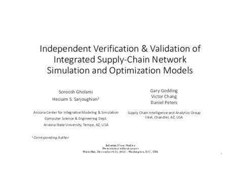 Pdf Independent Verification And Validation Of Integrated Supply Chain Network Simulation And
