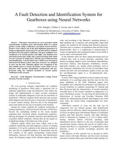 A Fault Detection And Identification System For Gearboxes Using