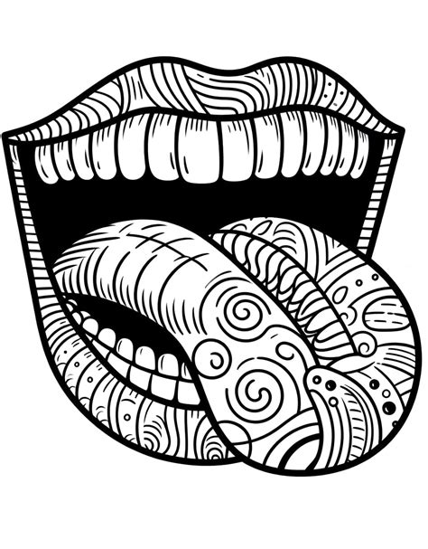 Mouth And Tongue Coloring Pages Coloringlib