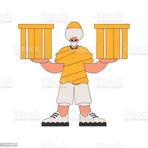 잘 생긴 남자가 손에 상자를 들고 있습니다 소포 및화물 배송 과정 이해 가상현실에 대한 스톡 벡터 아트 및 기타 이미지 가상현실 남자 배달 Istock