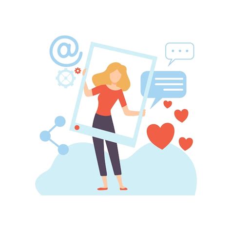 Premium Vector Woman Blogger Creating Digital Content Technology