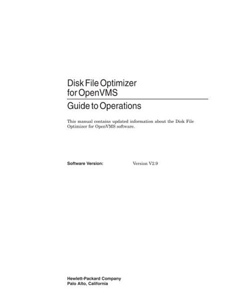 disk file optimizer for openvms guide to operations