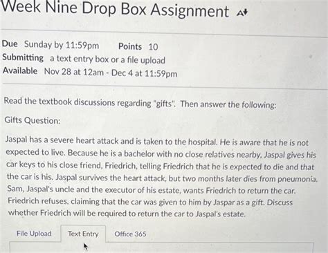 Solved Week Nine Drop Box Assignment At Due Sunday By