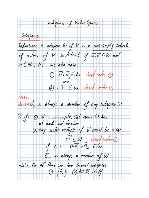 Subspaces Of Vector Spaces Pdf Linear Subspace Vector Space
