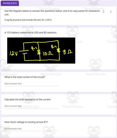 Physics Google Form Test Parallel Circuit By Teach Simple