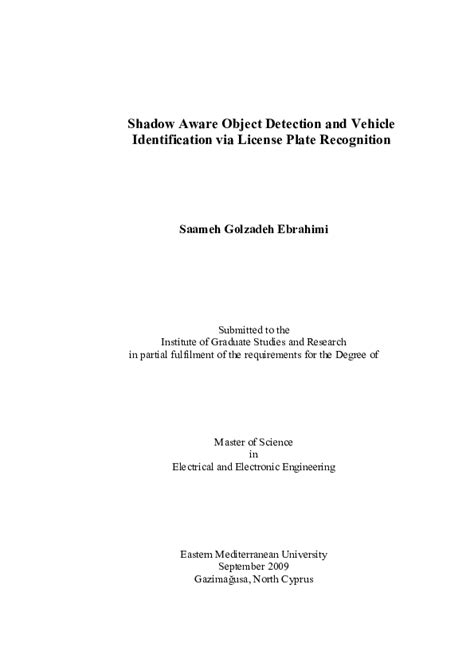 Pdf Shadow Aware Object Detection And Vehicle Identification Via License Plate Recognition