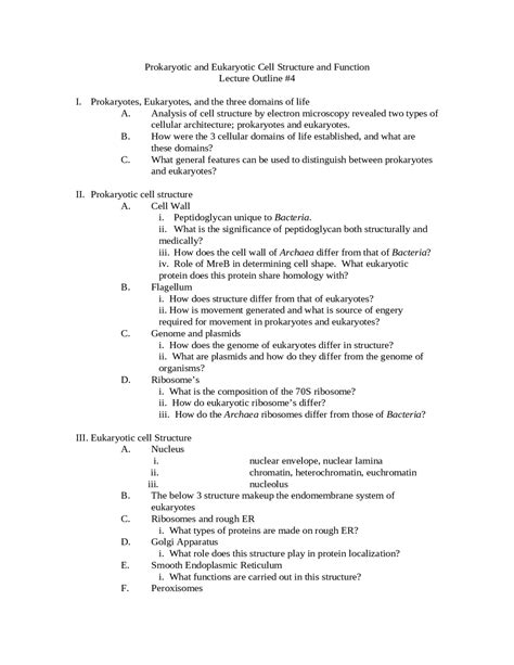 Prokaryotic And Eukaryotic Cell Structure And Function Biol 200 Docsity