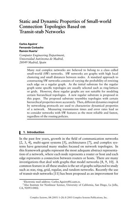 Pdf Static And Dynamic Properties Of Small World Connection