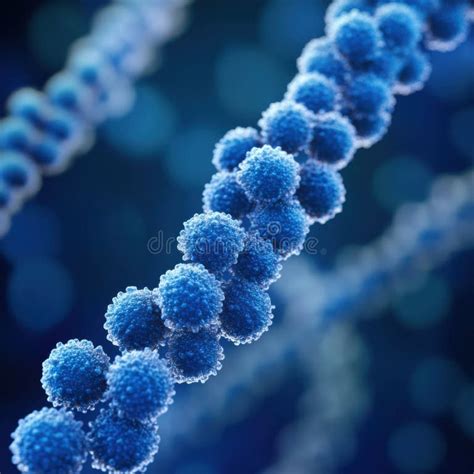 Chain Of Streptococcus Bacteria Vividly Depicted In Blue Showcases Their Unique Arrangement