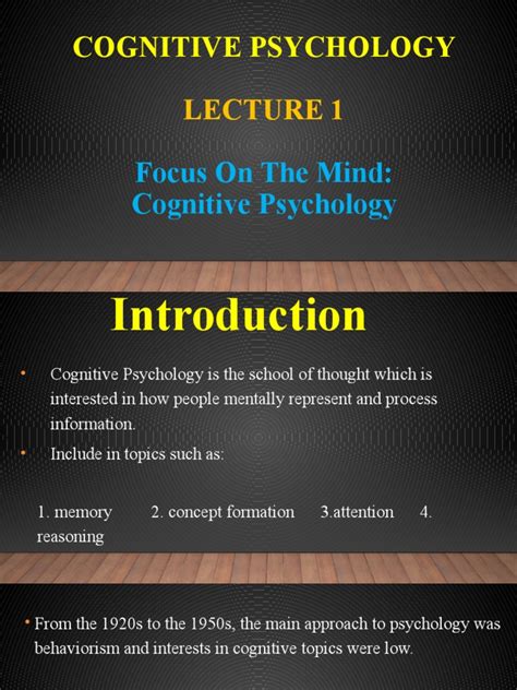 Lect 1 Cognitive Psy Pdf Cognitive Psychology Psychology