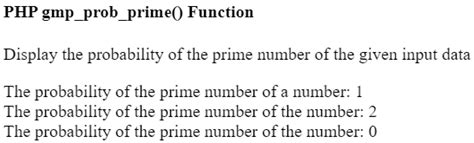PHP Gmp Prob Prime Function Tpoint Tech