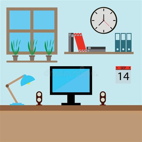 Graphic Design Profession Workdesk With Monitor Books Lamp Pc