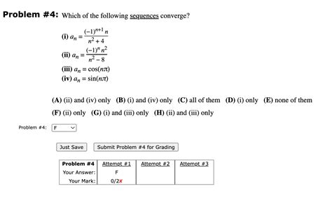 Solved Problem Which Of The Following Sequences Chegg