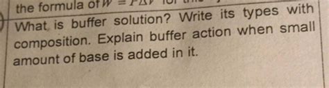 What Is Buffer Solution Write Its Types With Composition Explain Buffer