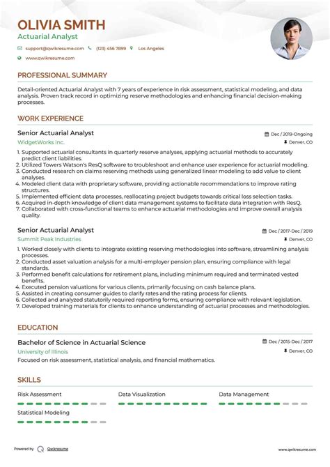 10 Actuarial Analyst Resume Samples And Templates For 2025