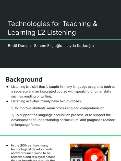 Technologies For Teaching And Learning L2 Listening Pdf Second