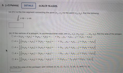 solved a if c is the line segment connecting the point