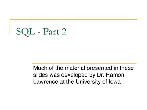 Ppt Sql Part 2 Powerpoint Presentation Free Download Id868209