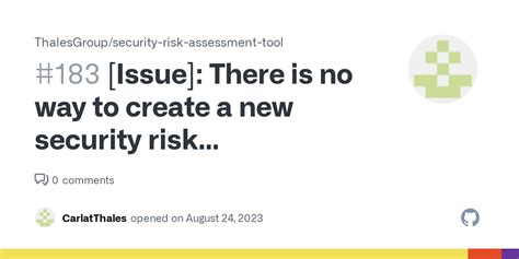 [issue] There Is No Way To Create A New Security Risk Assessment Document When One Is Already
