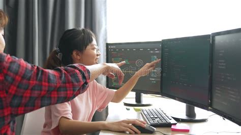 Slow Motion Back End Software Developer Engineer Writing Code