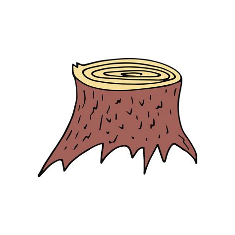 Tree Stump Sketch Hand Drawn Doodle Icon Card Poster Monochrome