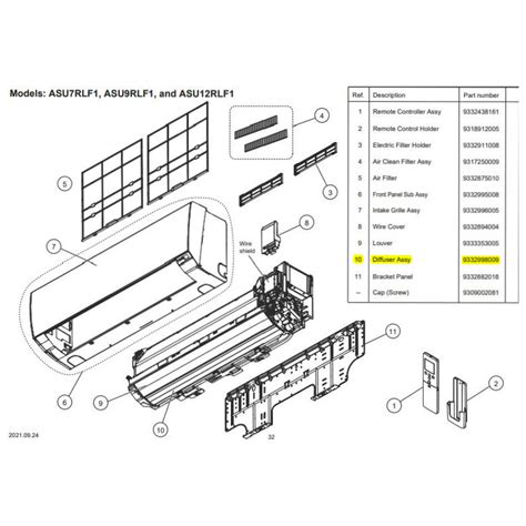 Fujitsu K9332998009 Aka 9332998009 Diffuser Assy Asu7~15rlf1 Air Conditioners R Us