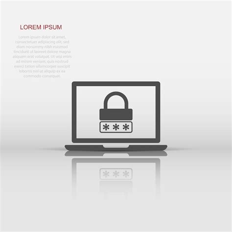 premium vector laptop with password icon in flat style computer