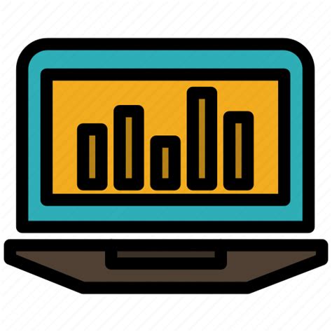 Analytics Graph Laptop Monitoring Statistics Icon Download On