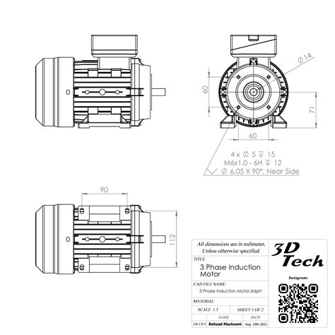 3 phase induction motor sd formulas of 3d model