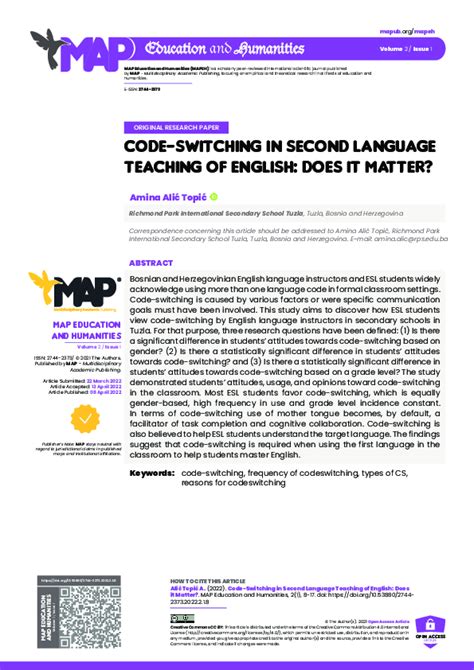 pdf code switching in second language teaching of english does it matter amina alić topić