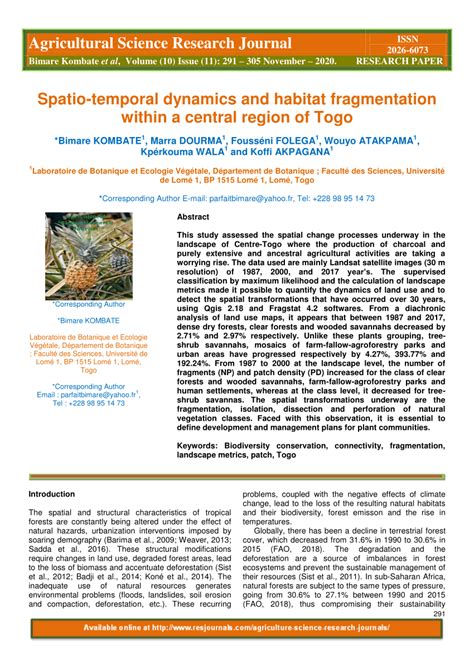 Pdf Spatio Temporal Dynamics And Habitat Fragmentation Within A Central Region Of Togo