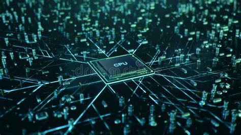 technological background with cpu and circuit board flying cpu and