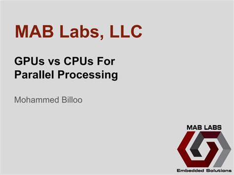 Gpus Vs Cpus For Parallel Processing Pdf
