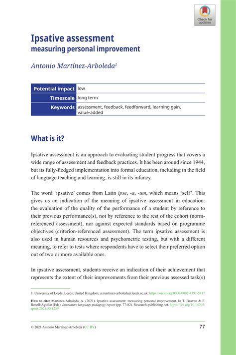 Pdf Ipsative Assessment Measuring Personal Improvement