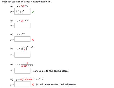Solved Put Each Equation In Standard Exponential Form A