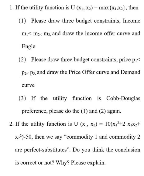 solved 3 if the utility function is the perfect complement